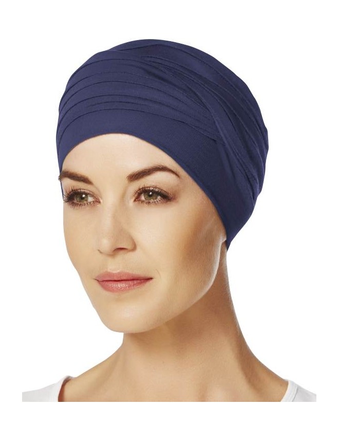 No-Tie Dark Blue Turban with a Draping